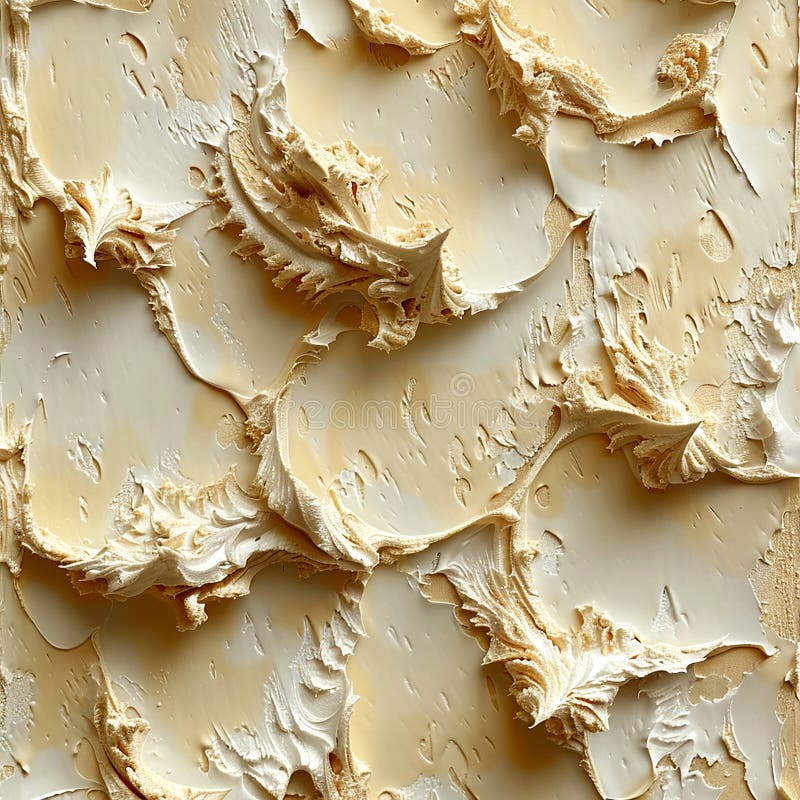 Textured Layers of Cream-colored Plaster Created during an Artistic ...