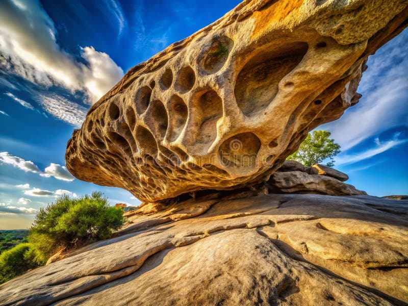 Intricate Patterns of Erosion CloseUp View of a Weathered Boulders ...