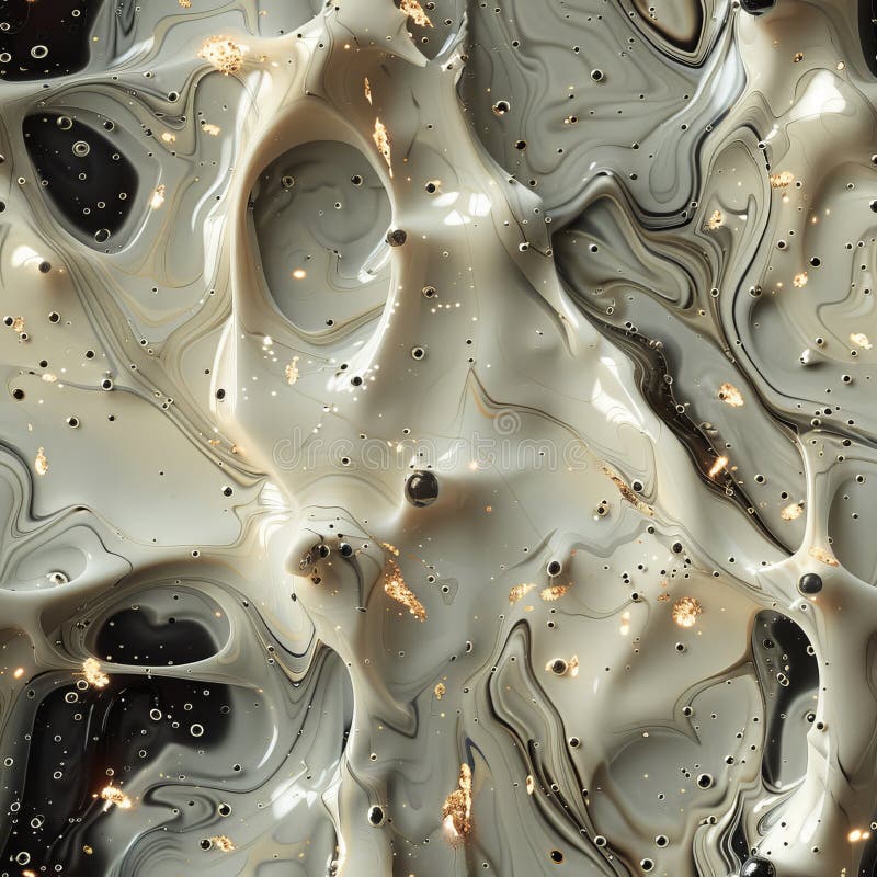 Abstract Texture of Fluid Patterns with Gold Flecks and Dark Background ...