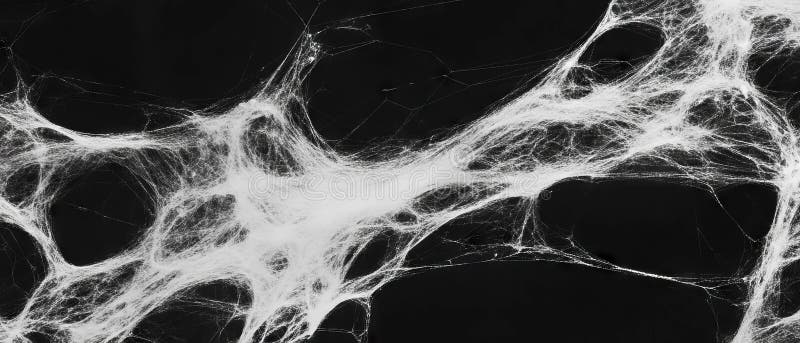 Complex Spider Web Texture with Overlapping Strands Against a Black ...