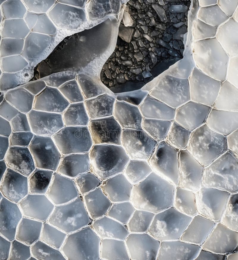 Intricate Patterns of Ice and Stone on a Frozen Surface Showcasing ...
