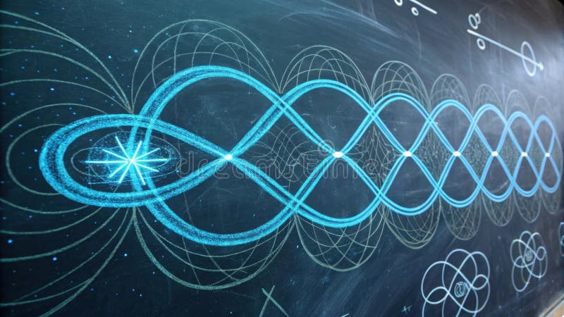 Complex Mathematical Equations Drawn on Blackboard Representing Quantum ...