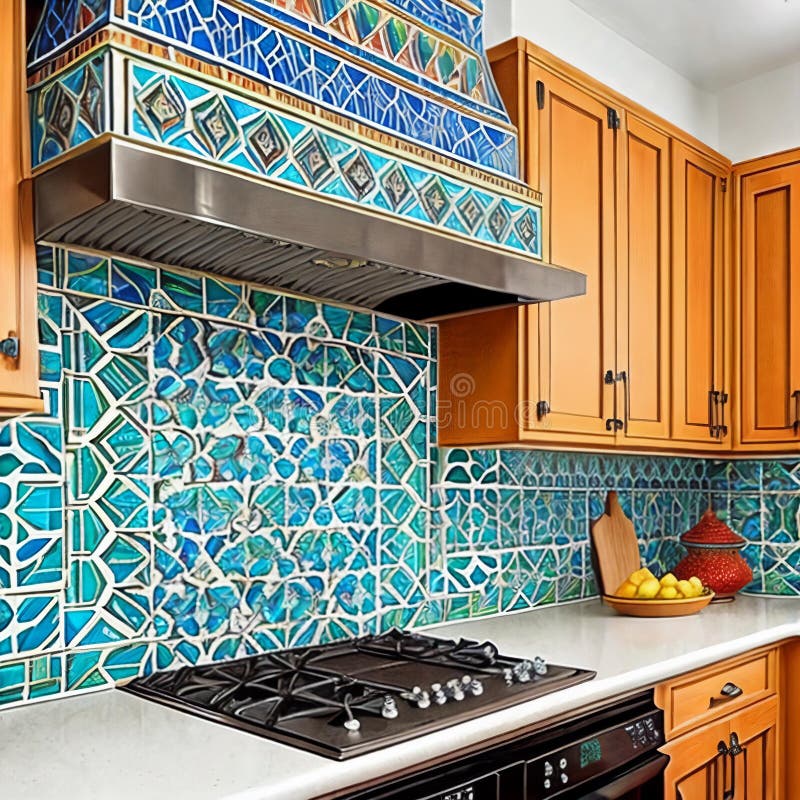 Intricate Patterns of a Moroccan-inspired Mosaic Tile Backsplash in a ...