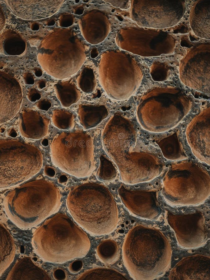 Intricate Patterns in Porous Rock Surface Stock Illustration ...
