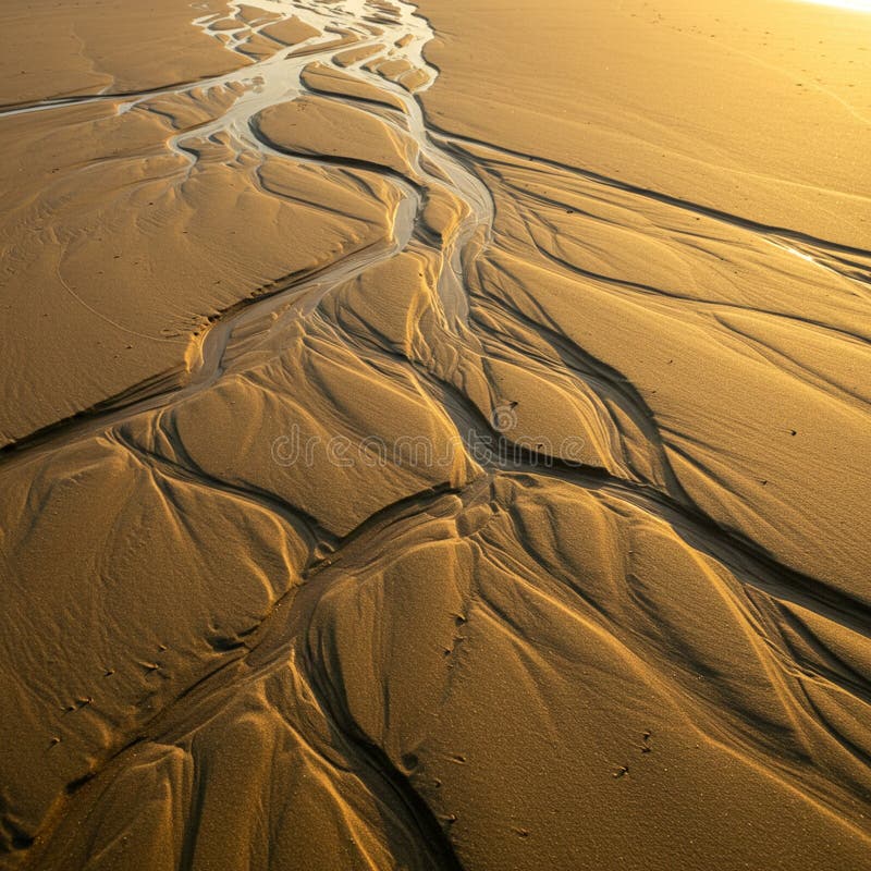 Intricate Patterns in Sandy Terrain, Formed by Meandering Water ...
