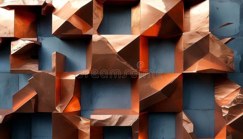 Intricate Patterns of Textured Copper Elements Against a Deep Blue ...