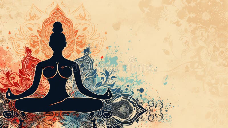 Intricate Patterns of Yoga Poses, Emphasizing Holistic Health Stock ...