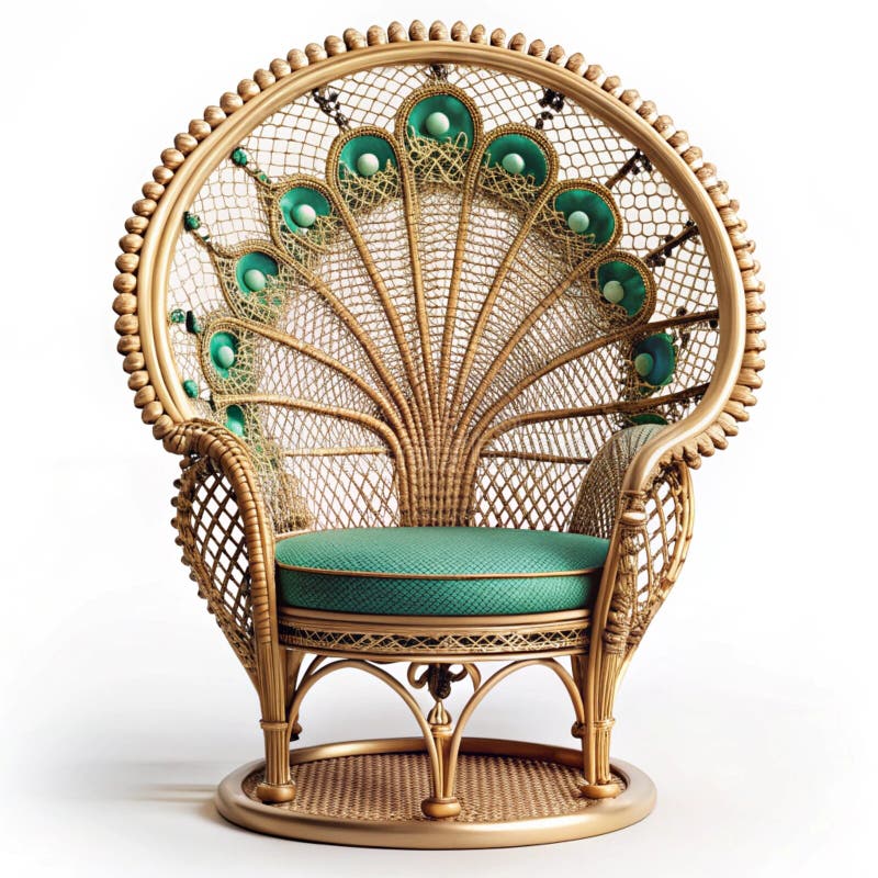 Intricate Peacock Chair Isolated on White Background Stock Illustration ...