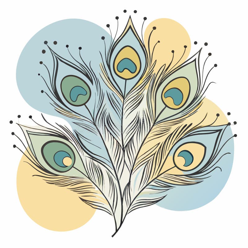 Intricate Peacock Feather Design with Vibrant Colors and Detailed ...