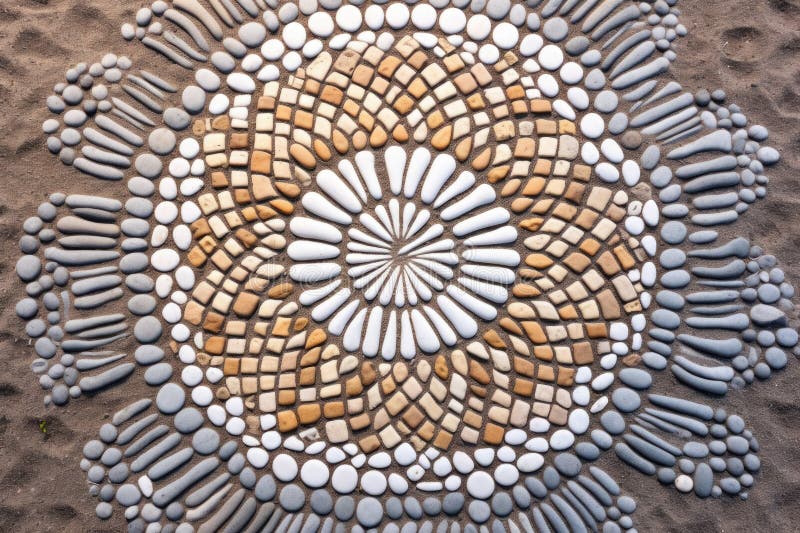 Intricate Pebble Design on a Pavement Stock Illustration - Illustration ...