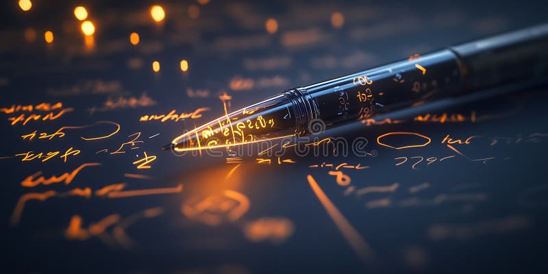 Intricate Pen Glowing Ink Magical Writing Background Wallpaper Stock ...
