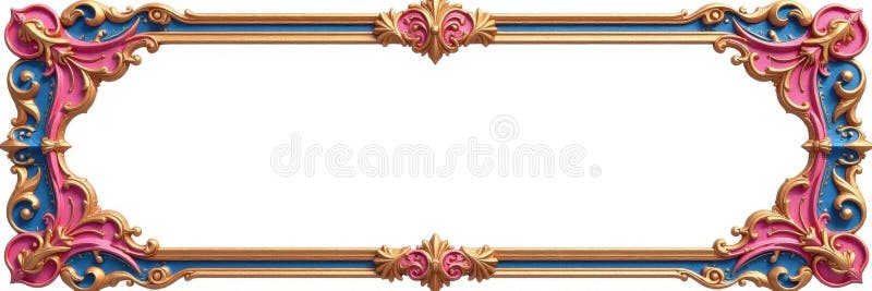 Intricate Pink, Blue, Gold Frame; Isolated White Background , Wallpaper ...