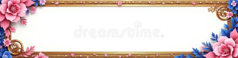 Intricate Pink, Blue, Gold Frame, White Background , Border, Craft ...