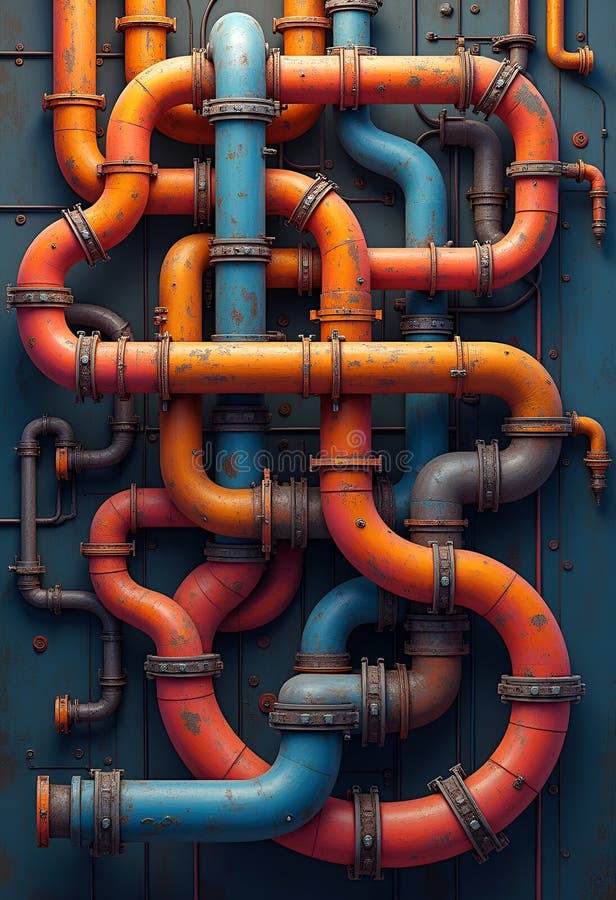 Intricate Pipework stock illustration. Illustration of dynamic - 353974825