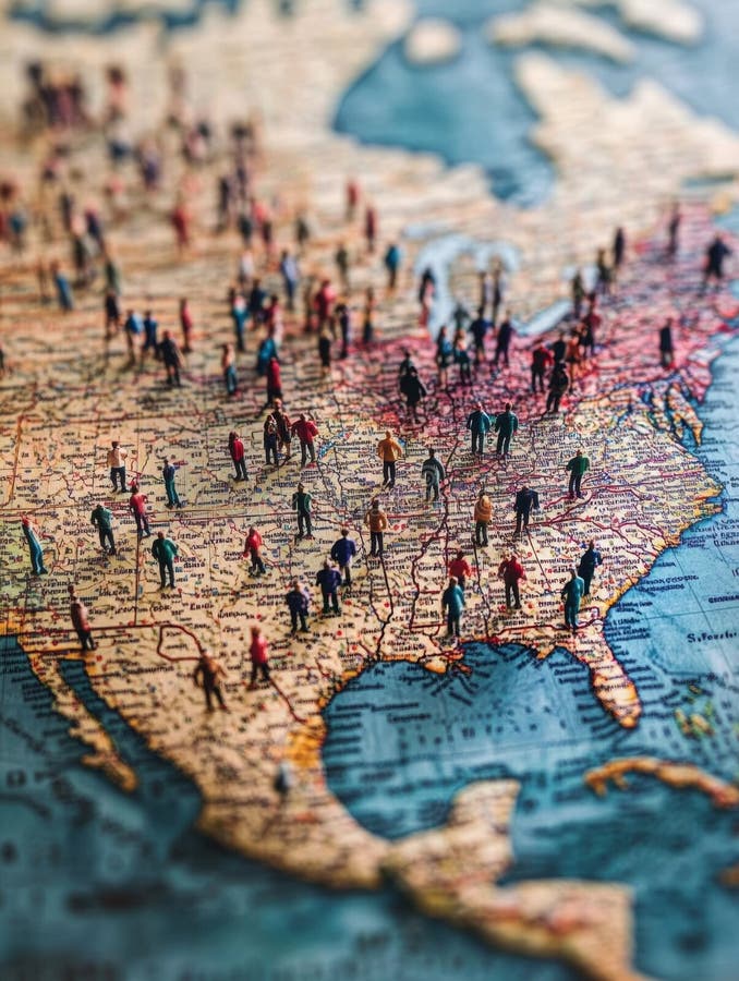 Tiny Figures Strategizing Large Nation Map Decision Making Planning ...
