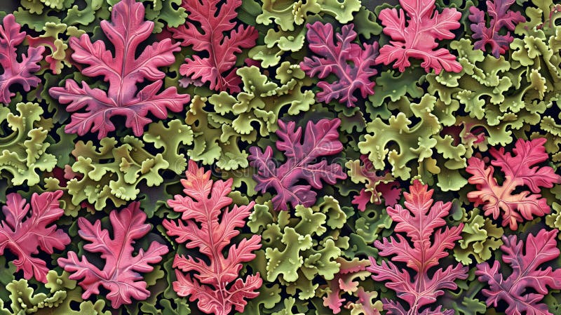 Intricate Plant Patterns Intertwining in Vibrant Shapes and Colors on a ...