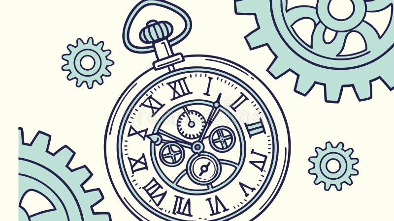 Intricate Pocket Watch Design with Visible Mechanical Gears, Vector ...