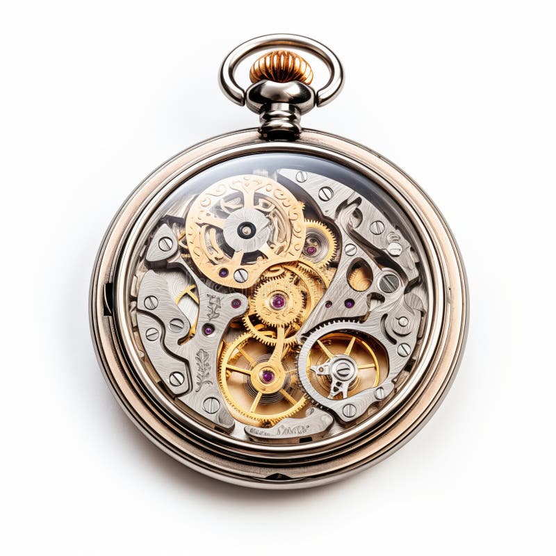 Intricate Pocket Watch Mechanism with Gears Stock Illustration ...