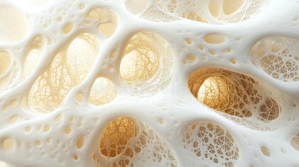 Intricate Porous Surface of White Foam Material in a Complex Abstract ...