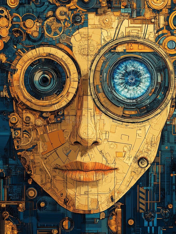 Intricate Clockwork Portrait Generated AI Stock Illustration ...