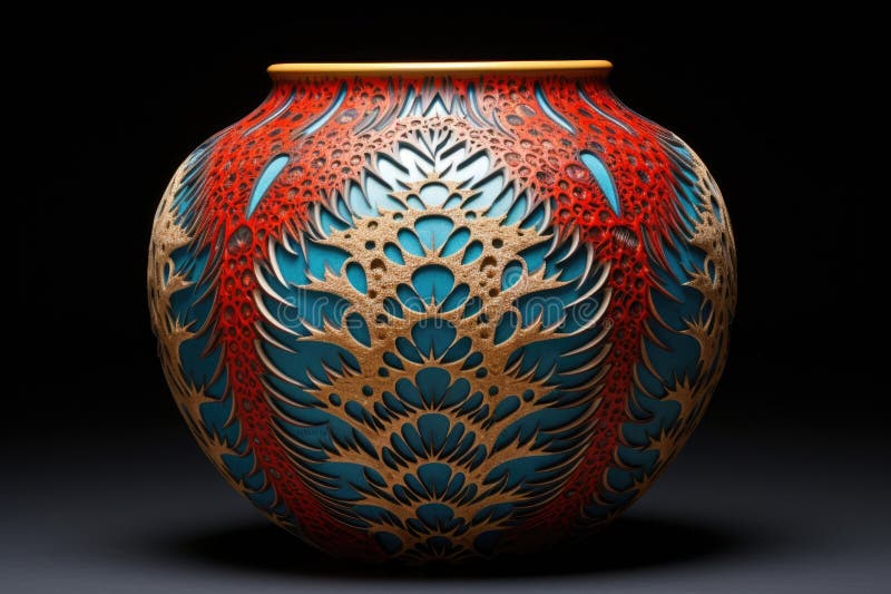 Intricate Pottery Designs Painted with Precision Stock Image - Image of ...