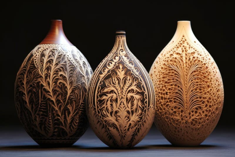 Intricate Pottery Patterns Carved into Wet Clay Stock Illustration ...