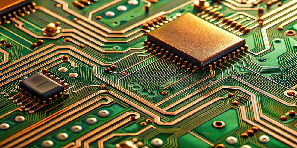 Intricate Printed Circuit Board a Deep Dive into the Complex Layout Copper Tracks and Component ...
