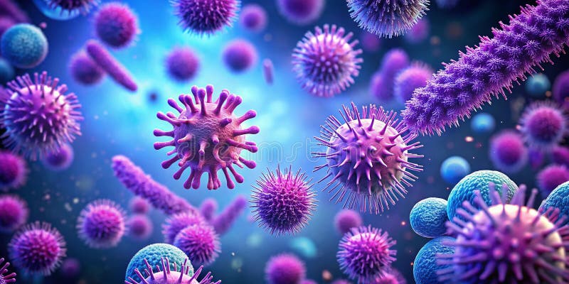 Intricate Purple Bacteria Under a Microscope Exploring Spiky Surface ...