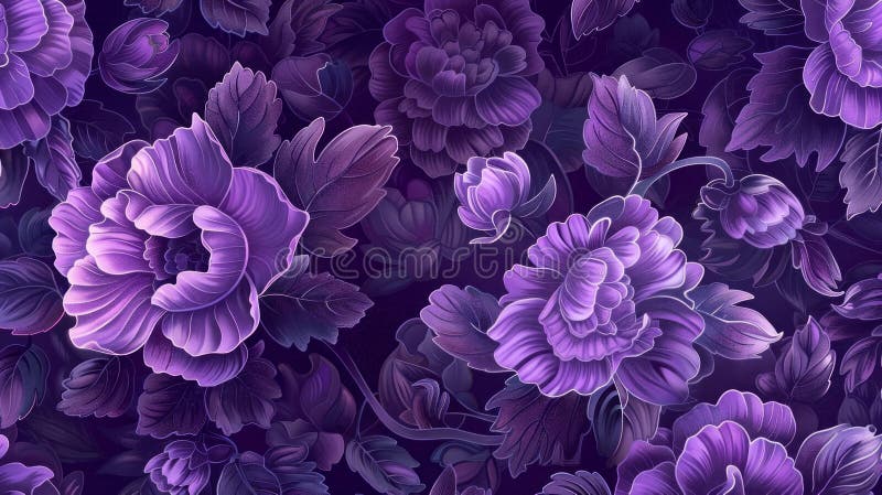 Intricate Purple Floral Pattern Stock Illustration - Illustration of ...