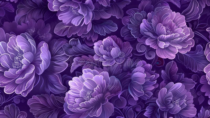 Intricate Purple Floral Pattern Stock Illustration - Illustration of ...