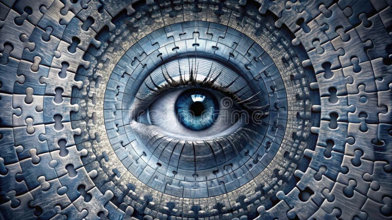 The Intricate Puzzle of Perception a Close-up View of an Eye Surrounded ...