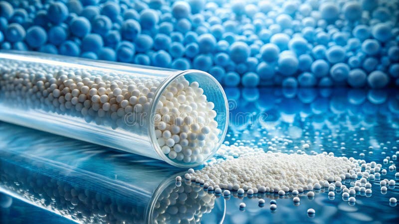 Intricate PVC Piping System Filled with White Granules, Immersed in ...