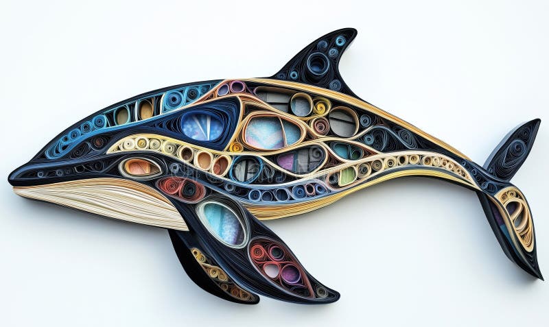 Intricate Quilling Art of a Dolphin with Colorful Patterns and Textures ...