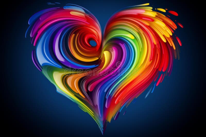Intricate Rainbow Colored Leaf Heart. Generate Ai Stock Photo - Image ...