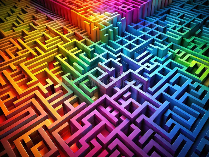 Intricate Rainbow Maze Pattern Stunning Abstract Generative Art for ...