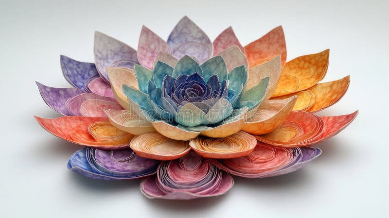 Intricate Rainbow Paper Flower Art Stock Illustration - Illustration of ...