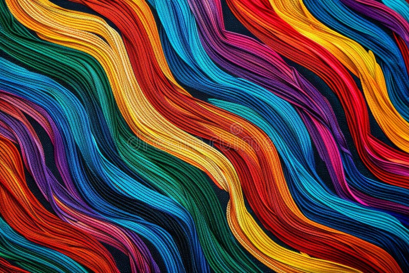 Intricate Rainbow Stripes With Wavy Patterns On A Black Surface Intricate Patterns Of Rainbow