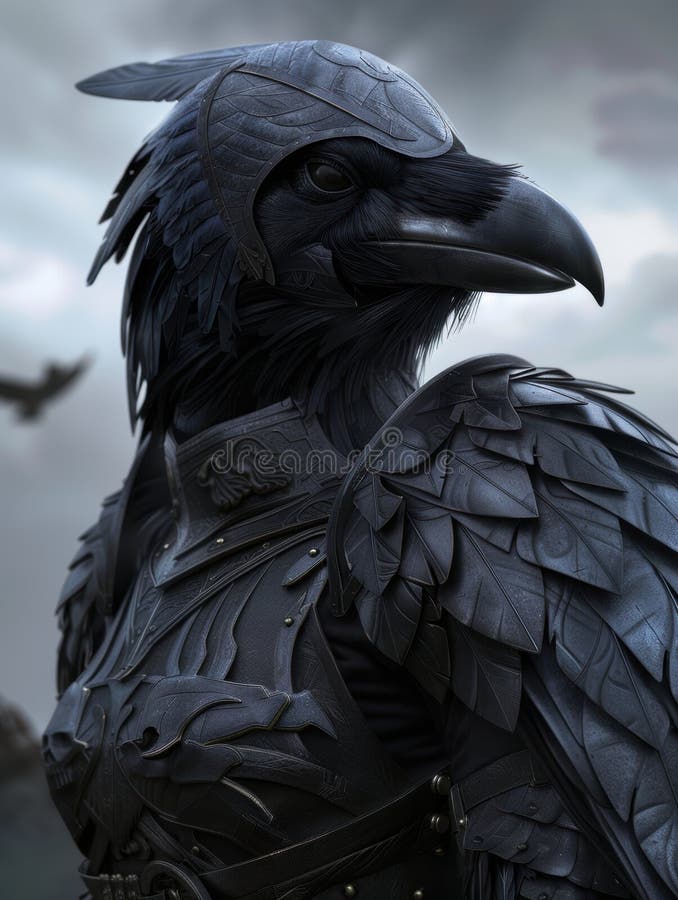 Intricate Raven Armor Sculpture Stock Illustration - Illustration of ...