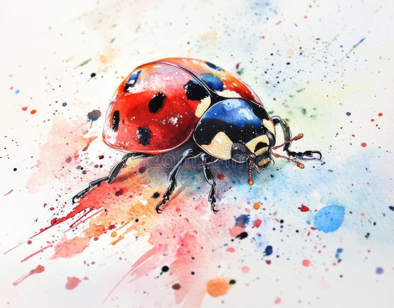 An Intricate and Realistic Illustration of a Ladybug Features a Glossy ...