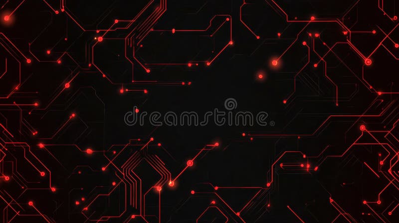 Intricate Red and Black Cybernetic Backdrop with Circuit Patterns and ...