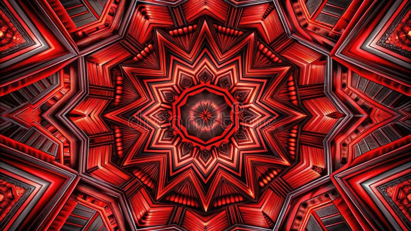 Intricate Red and Black Geometric Starburst Design with Symmetrical ...