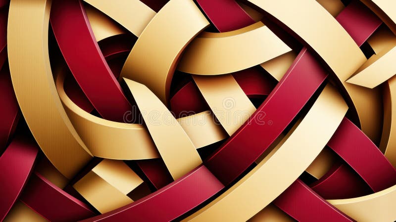 Intricate Red and Gold Ribbon Pattern Creates a Mesmerizing Abstract ...