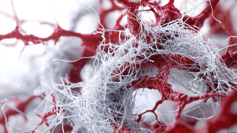 Intricate Red and Grey Fibers Intertwined Abstract Art Digital Creation ...