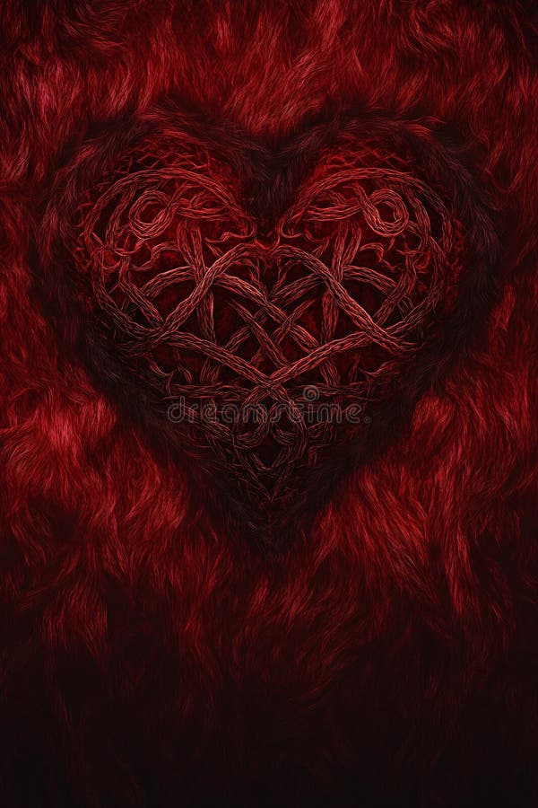 Intricate Red Heart Knotwork Design on Fur High Quality Image Stock ...