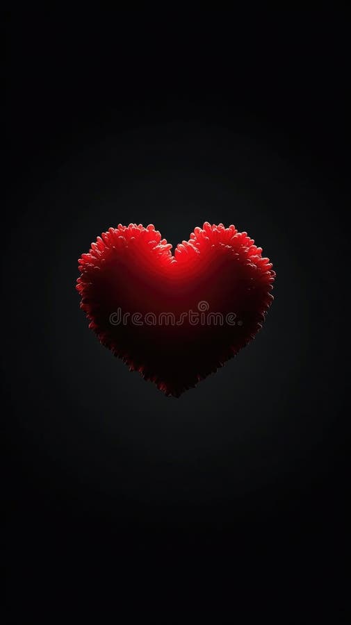 Intricate Red Heart Shape with Textured Surface on Dark Background ...