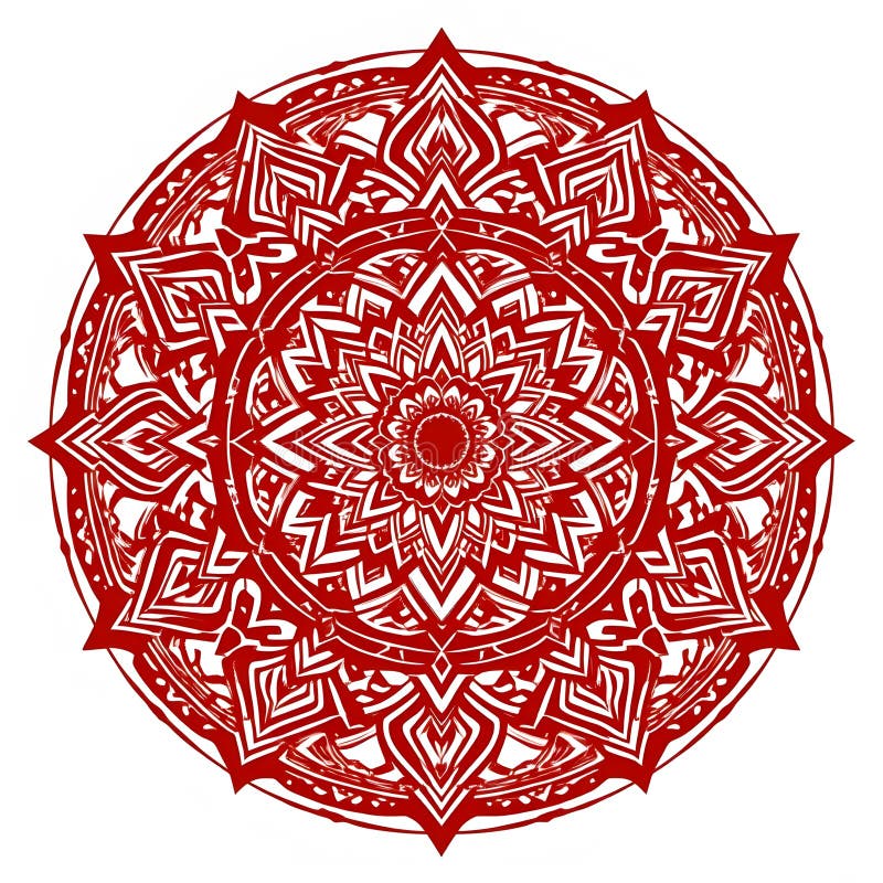 Intricate Red Mandala Design: a Symmetrical Work of Art Stock Illustration - Illustration of ...