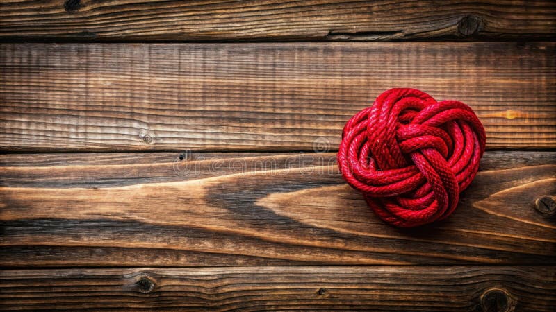 Intricate Red Rope Knot on Rustic Wooden Surface a Study in Texture and ...