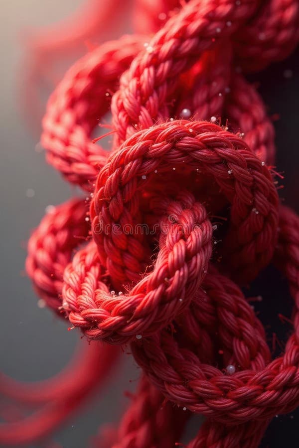Intricate Red Threads Interwoven, Complex Knot , Close Up, Texture ...