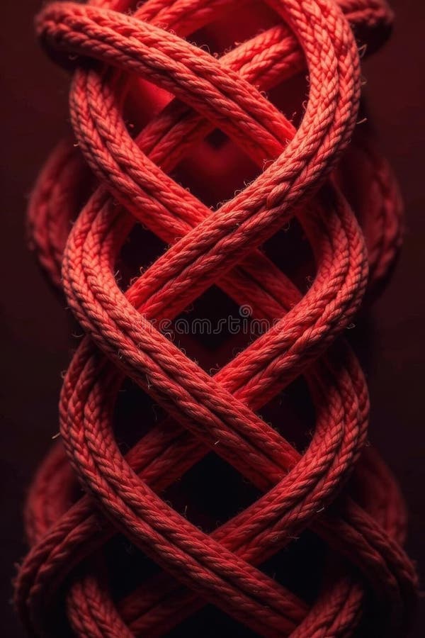 Intricate Red Threads Interwoven, Complex Knot , Cord, Interwoven ...