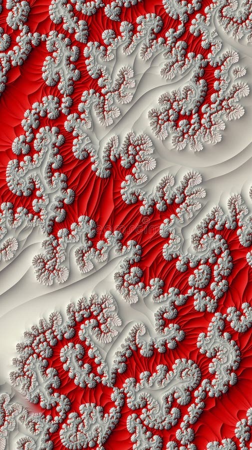 Intricate Red and White Fractal Pattern Forming a Visually Captivating ...